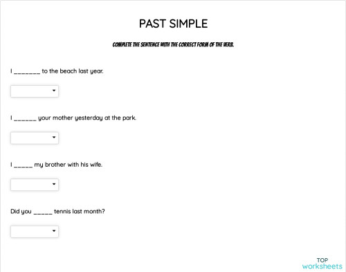 PAST SIMPLE. Interactive worksheet | TopWorksheets