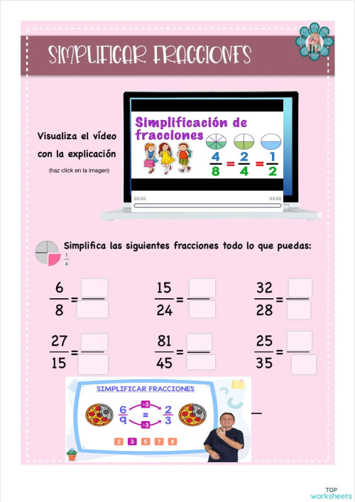 TALLER DE SIMPLIFICACIÓN. Ficha interactiva | TopWorksheets