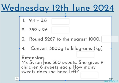 12/06/24 Five A Day. Interactive worksheet | TopWorksheets