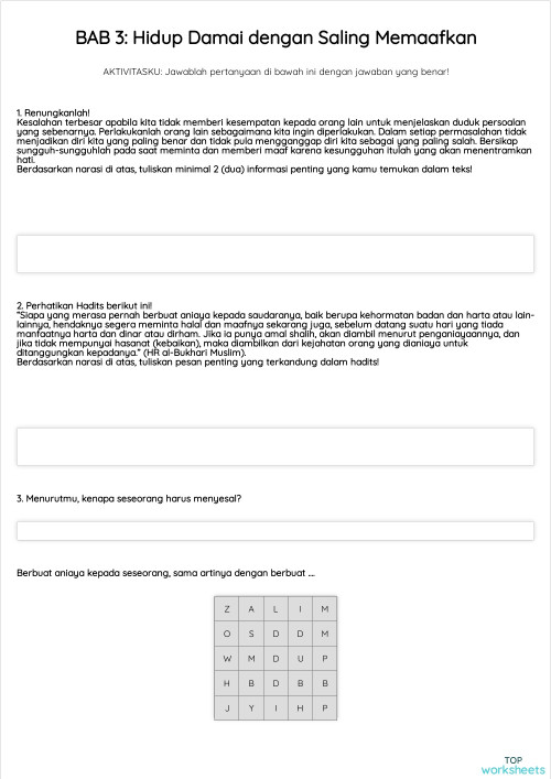 Interactive worksheets and online exercises in indonesian | TopWorksheets