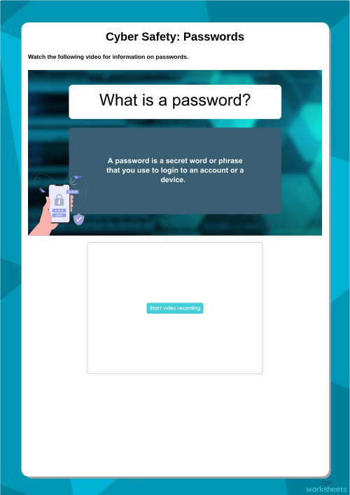 Cyber Safety: Passwords. Interactive worksheet | TopWorksheets