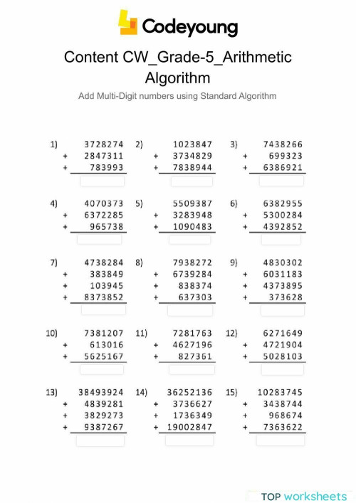 Content-CW-Add Multi-Digit numbers using Standard Algorithm ...