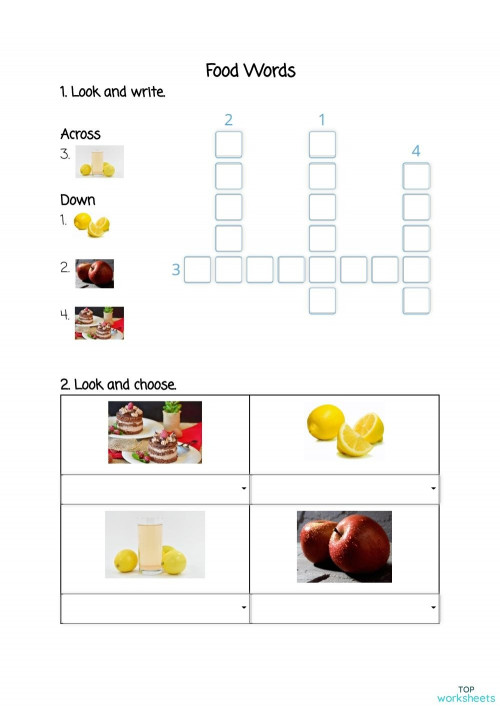 Food (part 1) - Topworksheets. Interactive worksheet | TopWorksheets