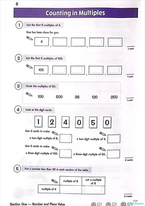 CGP counting in multiples. Interactive worksheet | TopWorksheets