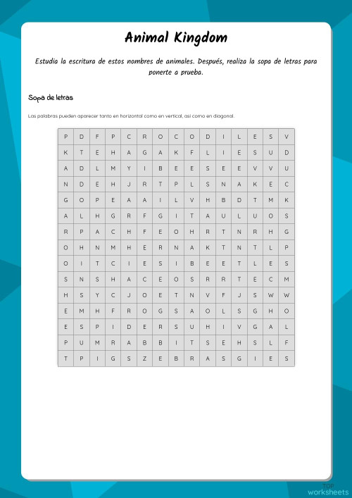Animal Kingdom. Ficha interactiva | TopWorksheets