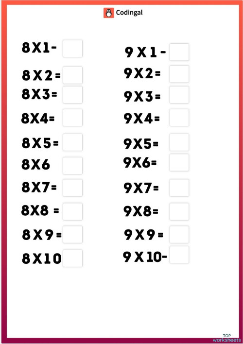 M_G01M11L40_WC02_Multiplication_Tables_6_to_10_2. Interactive worksheet ...