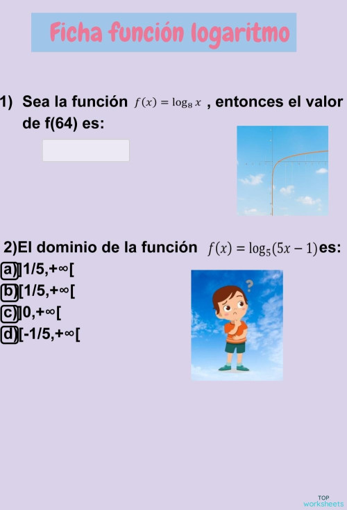 Logaritmos: fichas interactivas y ejercicios online | TopWorksheets