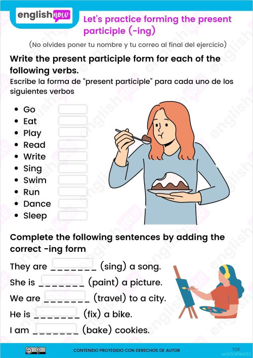 Lesson #19.1 Forming -ing. Ficha interactiva | TopWorksheets