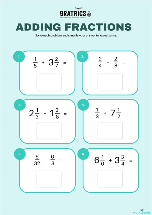Grade 4 Page 26 (Additions of Fractions). Interactive worksheet ...