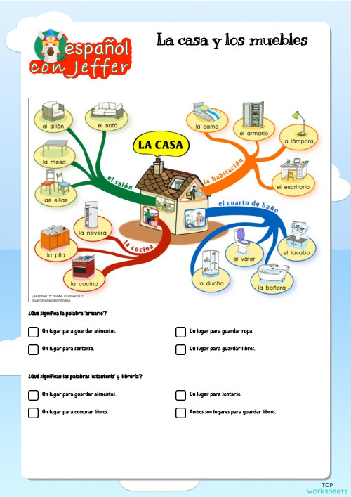 La casa y los muebles. Ficha interactiva | TopWorksheets