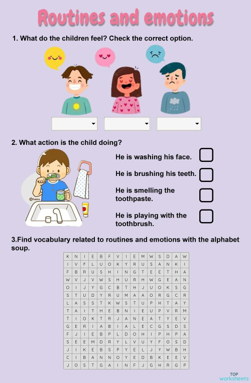 Routines and emotions Javiera Roldán Worksheet. Ficha interactiva ...