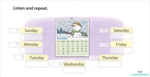 What day is it?. Interactive worksheet | TopWorksheets