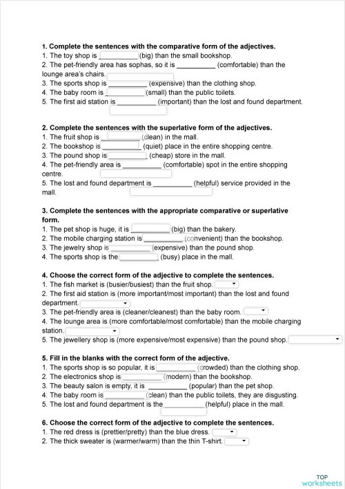 CLASS Comparatives and superlatives activities. Ficha interactiva ...