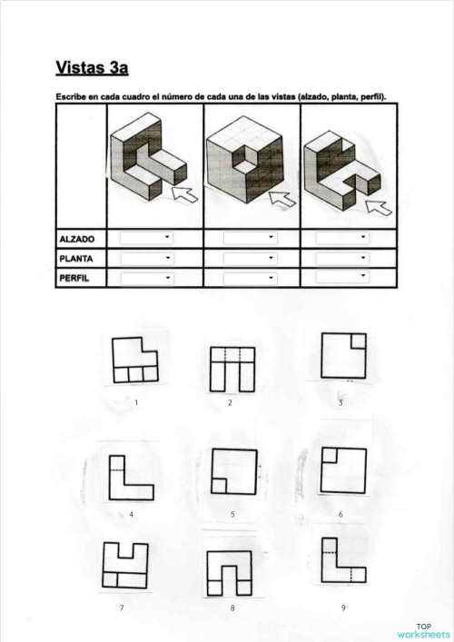 Vistas de figuras 3a. Ficha interactiva | TopWorksheets