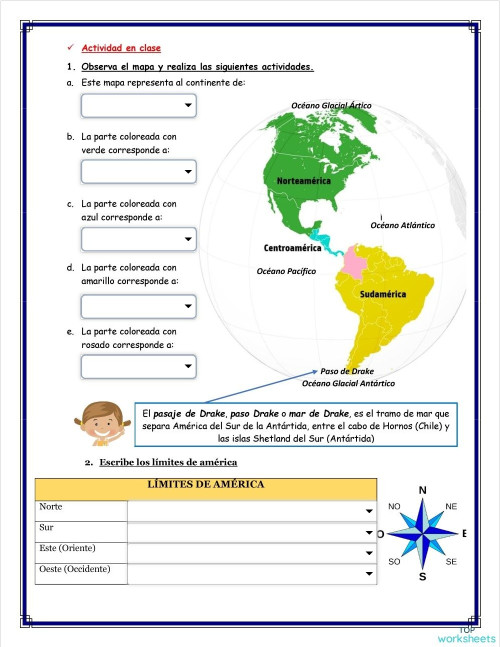 El continente americano. Ficha interactiva | TopWorksheets