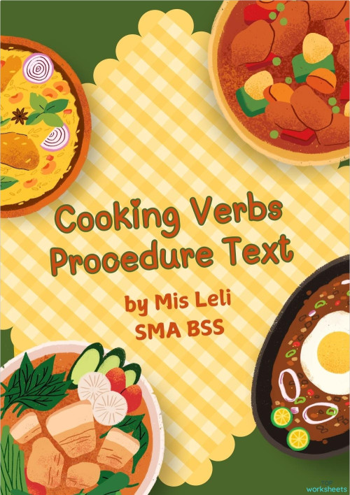 PROCEDURE TEXT - COOKING VERBS. Interactive worksheet | TopWorksheets