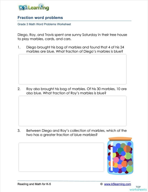 Week 24 - Fraction Word Problems.. Interactive worksheet | TopWorksheets