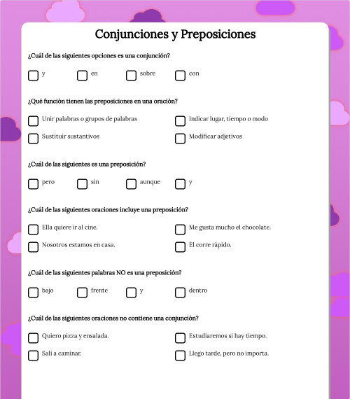 Conjunciones y Preposiciones: fichas interactivas y ejercicios online ...