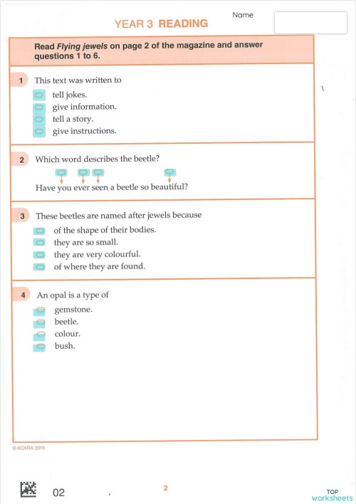 Year 3 2019 Reading Naplan. Interactive worksheet | TopWorksheets