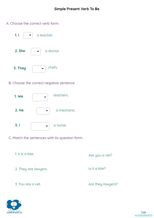 Simple Present To Be. Interactive worksheet | TopWorksheets