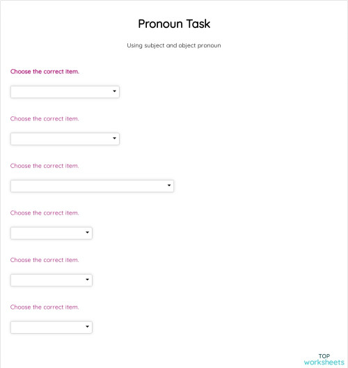 Identify the pronouns. Interactive worksheet | TopWorksheets