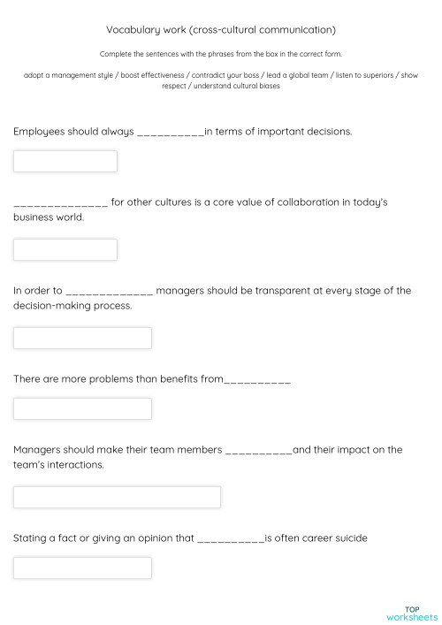 Vocabulary: interactive worksheets and online exercises | TopWorksheets