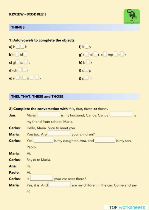 S0 - Module 3 - Review. Interactive worksheet | TopWorksheets