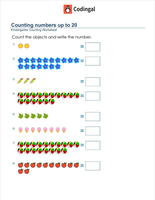 M_G01M01L02_WC01_Counting numbers upto 20. Interactive worksheet ...