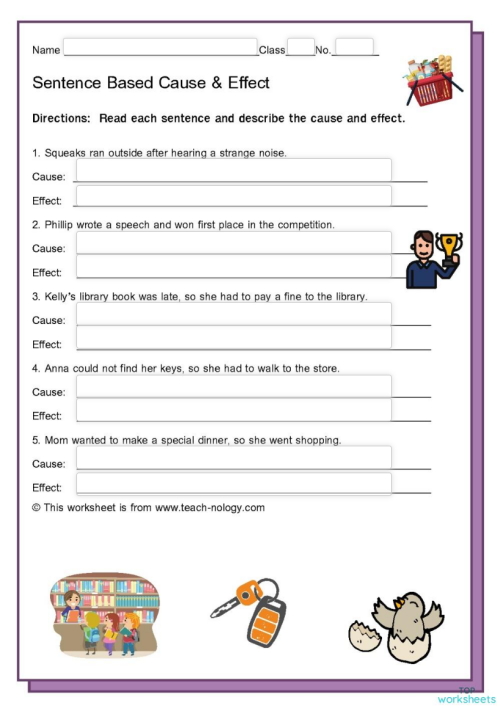 Cause & Effect Warming Up Activity ใบงานเชิงโต้ตอบ | TopWorksheets