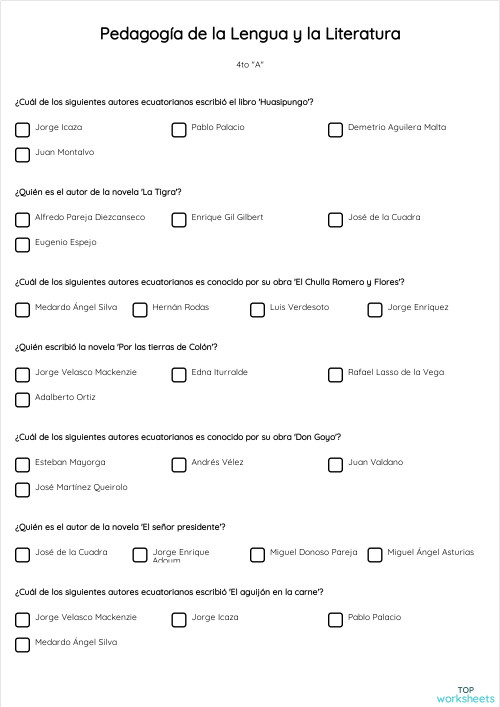 Pedagogía de la Lengua y la Literatura. Ficha interactiva | TopWorksheets