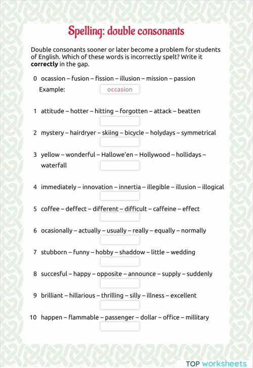 Spelling Worksheets Double The Consonant at Jarrod Guerra blog