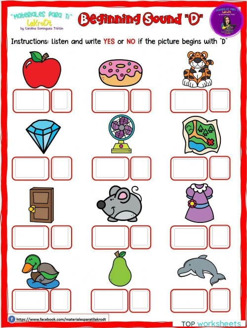 Beginning sound D. Interactive worksheet | TopWorksheets