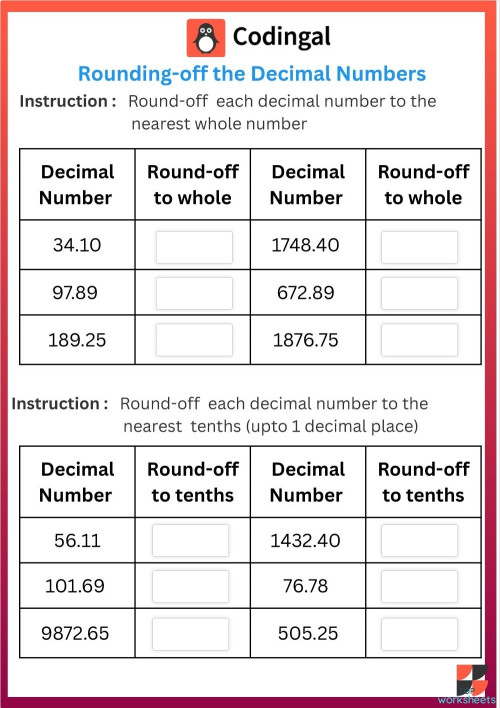 M_04M09L32_WC01_Rounding_Decimals_to_the_Nearest_Whole_Number_or_Tenths_1. Interactive worksheet ...