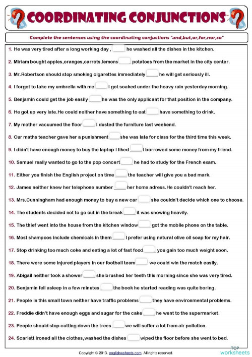 Conjunction 1. Interactive worksheet | TopWorksheets