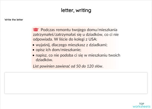 letter, writing. Interactive worksheet | TopWorksheets