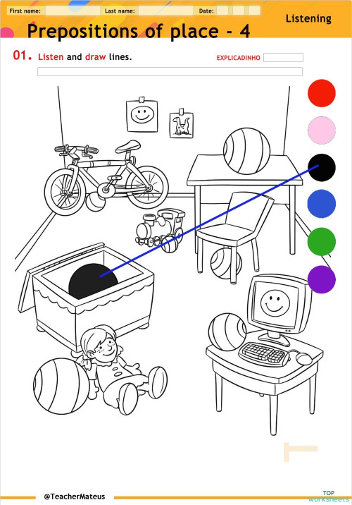 Prepositions of place - 4 - Listening. Interactive worksheet ...