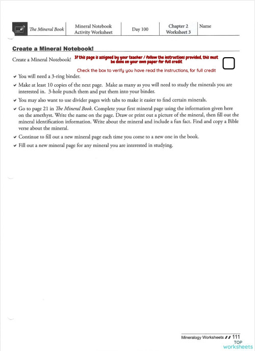 Chapter 2: Pg 111 What is a Mineral Worksheet 3. Interactive worksheet ...