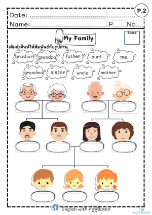 P.2 My Family ใบงานเชิงโต้ตอบ | TopWorksheets