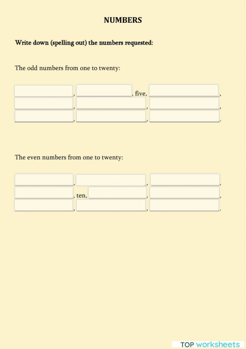 Writing - Numbers. Interactive worksheet | TopWorksheets