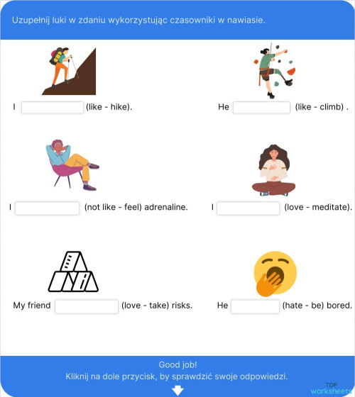 gramar - like love hate - 1. Interactive worksheet | TopWorksheets