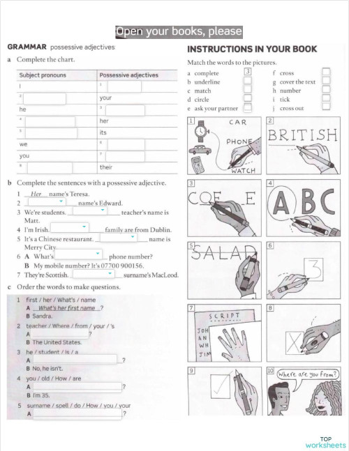 ACT2-2ND TERM-OPEN YOUR BOOKS, PLEASE. Interactive worksheet | TopWorksheets