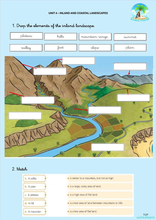 Inland and coastal lanscapes. Interactive worksheet | TopWorksheets