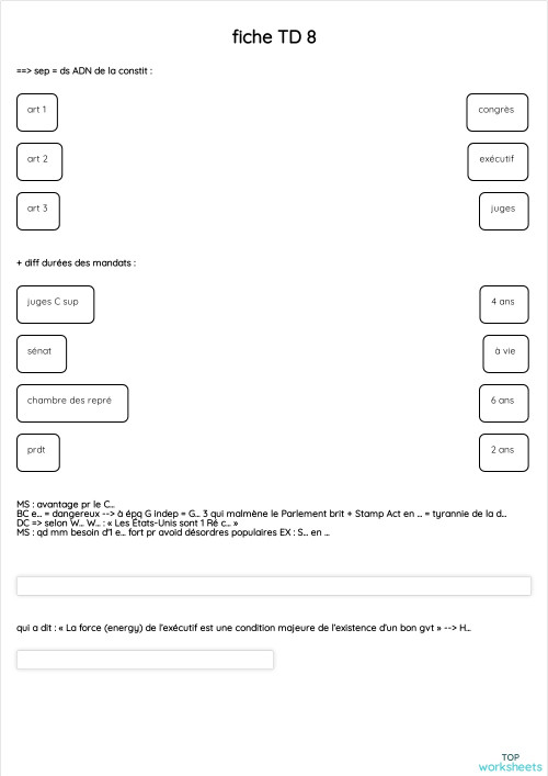 fiche TD 8. Fiche interactive | TopWorksheets