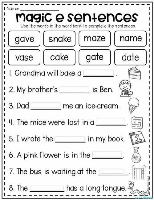 Magic e sentences. Interactive worksheet | TopWorksheets