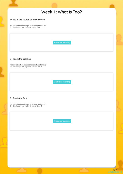 Week 1 : What is Tao?. Interactive worksheet | TopWorksheets