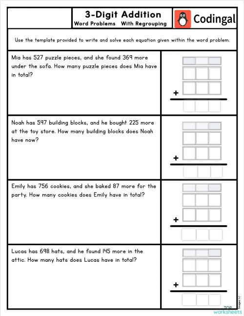 M_G02M05L26_WE02_Word Problems on Addition. Interactive worksheet | TopWorksheets