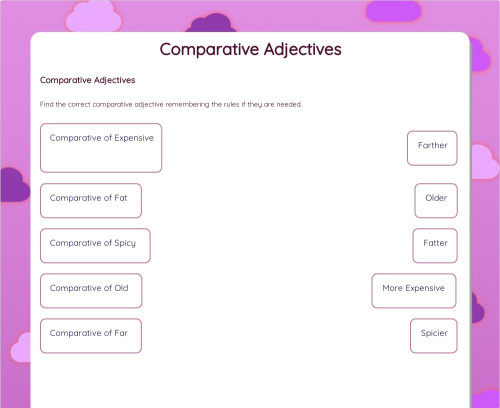 Comparative Adjectives. Interactive worksheet | TopWorksheets