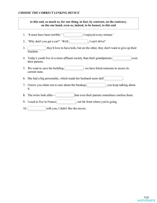 Adv Linking devices 1. Interactive worksheet | TopWorksheets
