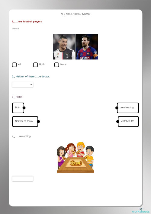 All / None / Both / Neither. Interactive worksheet | TopWorksheets