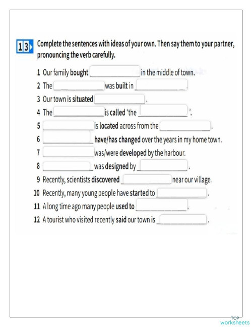 Unit 2: Speaking Ex 13 Gap Fill. Interactive worksheet | TopWorksheets
